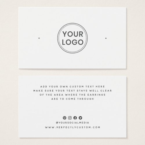 Modern white or any color earring display card - Perfectly Custom