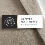 Logo, name and title classy black white name tag - Perfectly Custom