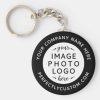 Logo and custom text black white round keychain - Perfectly Custom